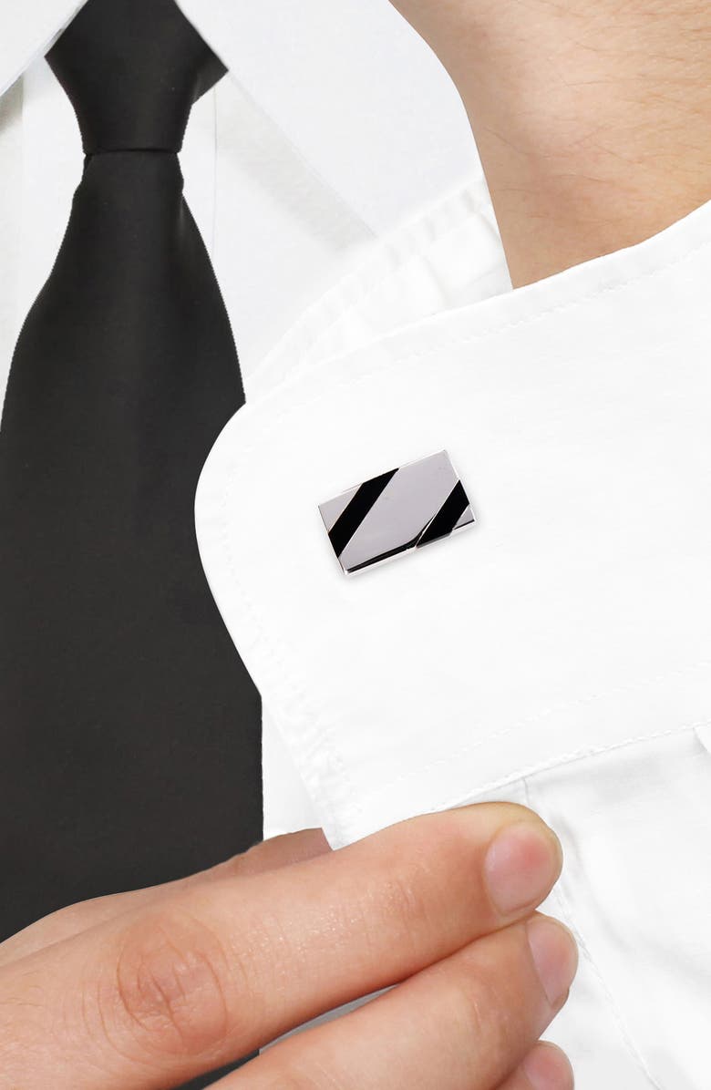 DELMAR Sterling Silver Onyx Stripe Cufflinks | Nordstromrack