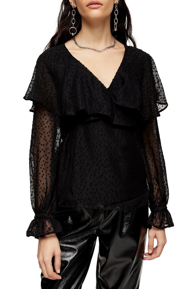 Topshop Dobby Cape Detail Dobby Top | Nordstromrack