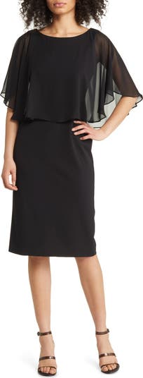Connected Apparel A-Line Cape Midi Dress | Nordstrom