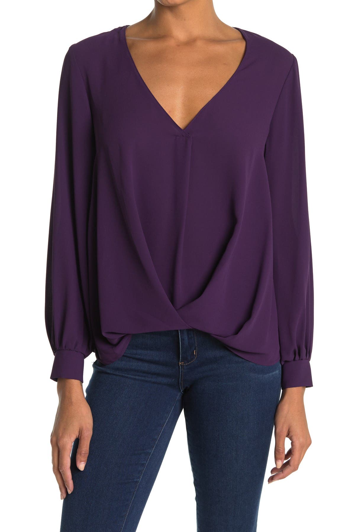 All in Favor V-Neck Draped Front Long Sleeve Top | Nordstromrack