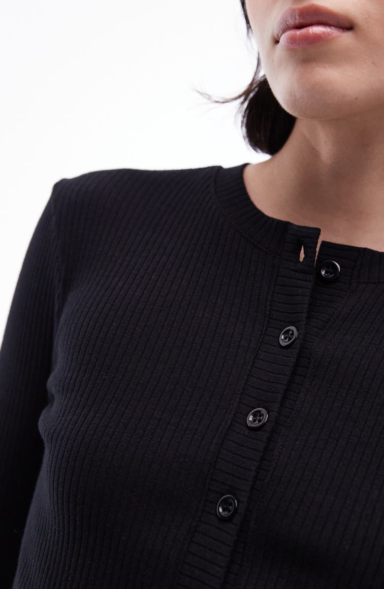 Topshop Crewneck Cotton Rib Cardigan | Nordstromrack