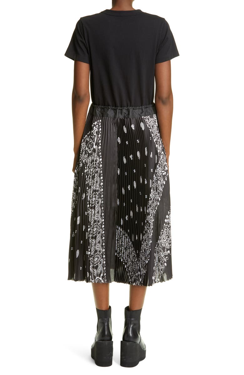 Sacai Archive Print Pleated Mixed Media Midi Dress | Nordstromrack