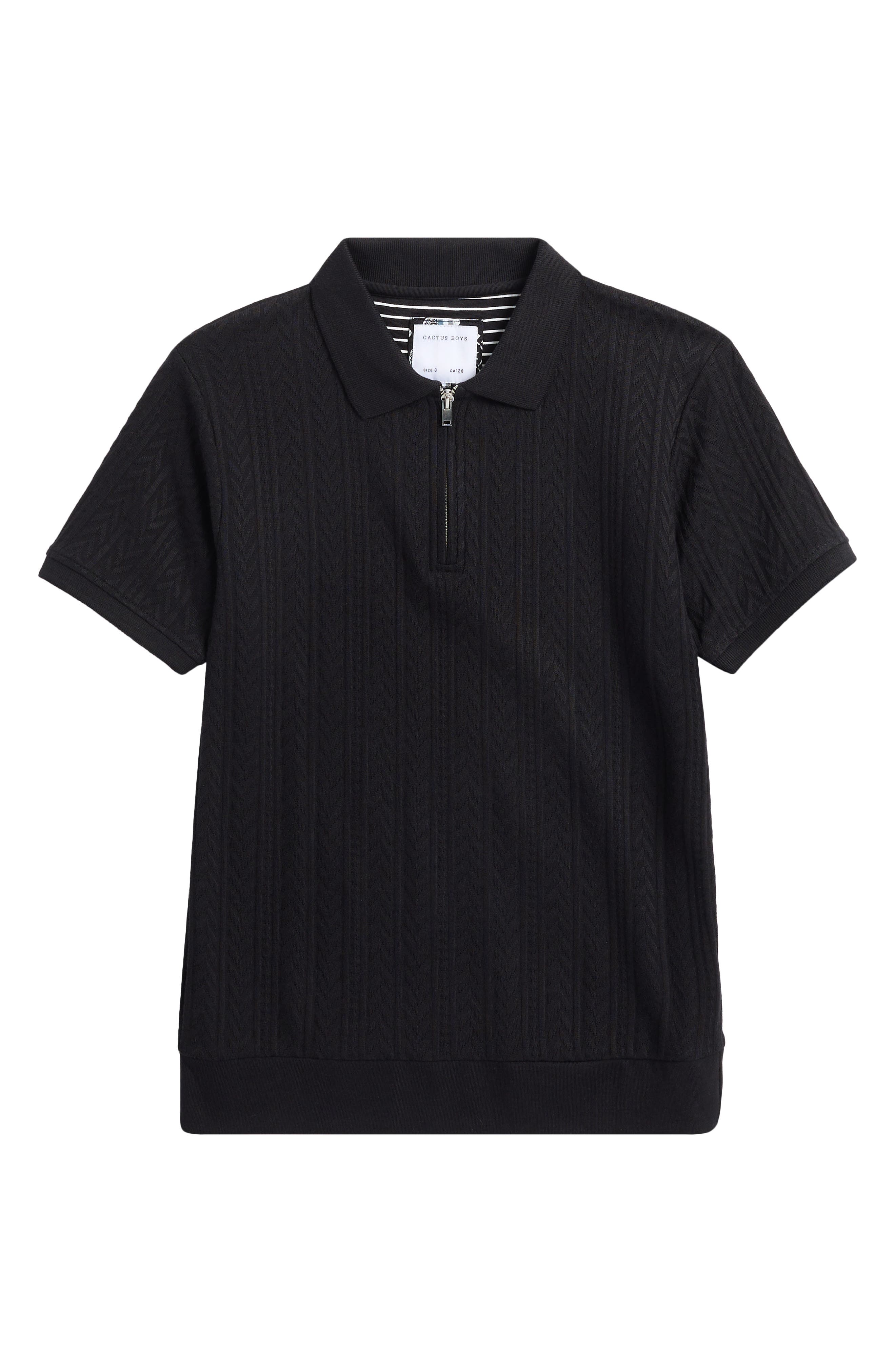 Kids' Black Cabled Cotton Zip Polo (Men) | Nordstromrack