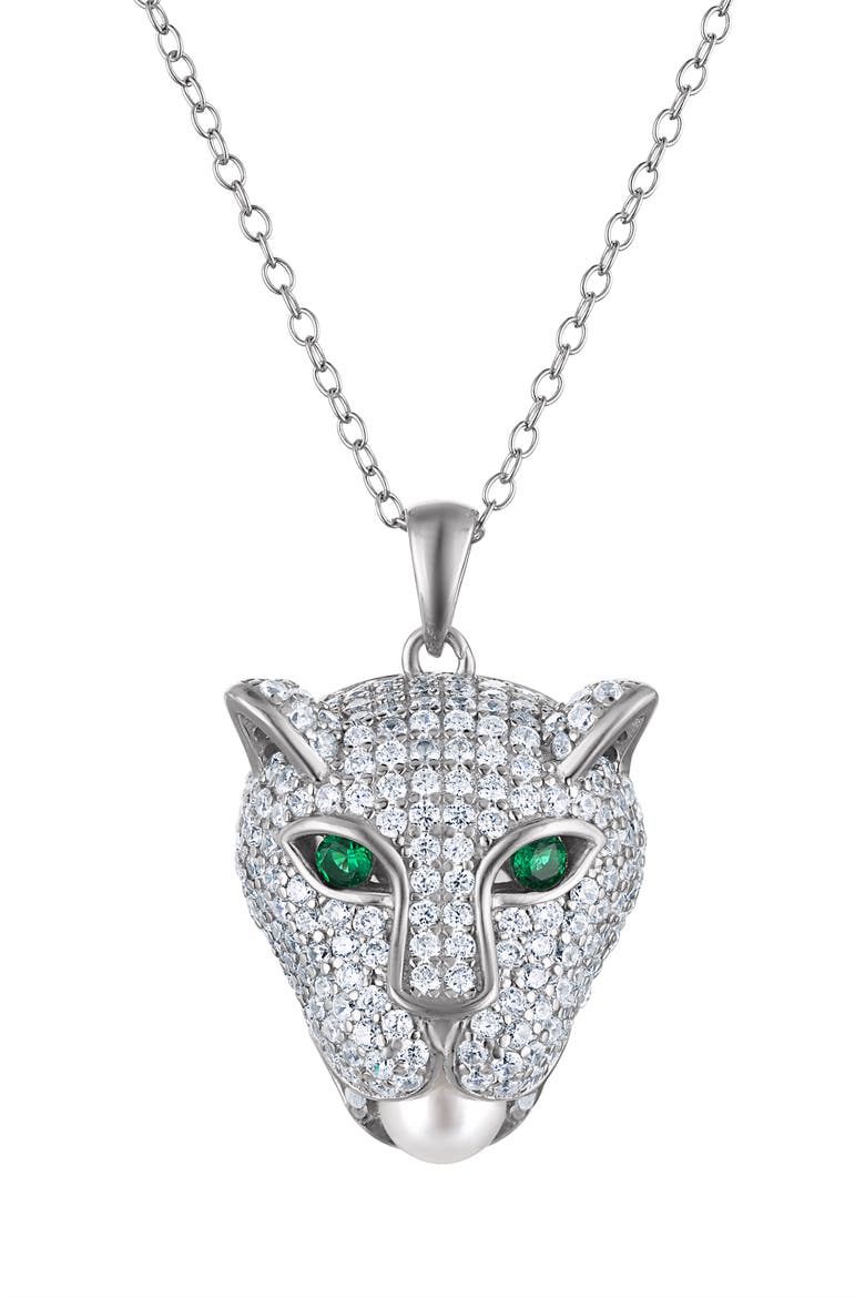 Sterling Silver & Cubic Zirconia Panther Head Pendant Necklace (Women ...