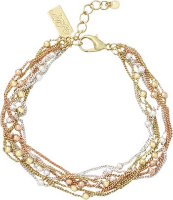 SAVVY CIE JEWELS Tri-Color Beaded Station Bracelet | Nordstromrack