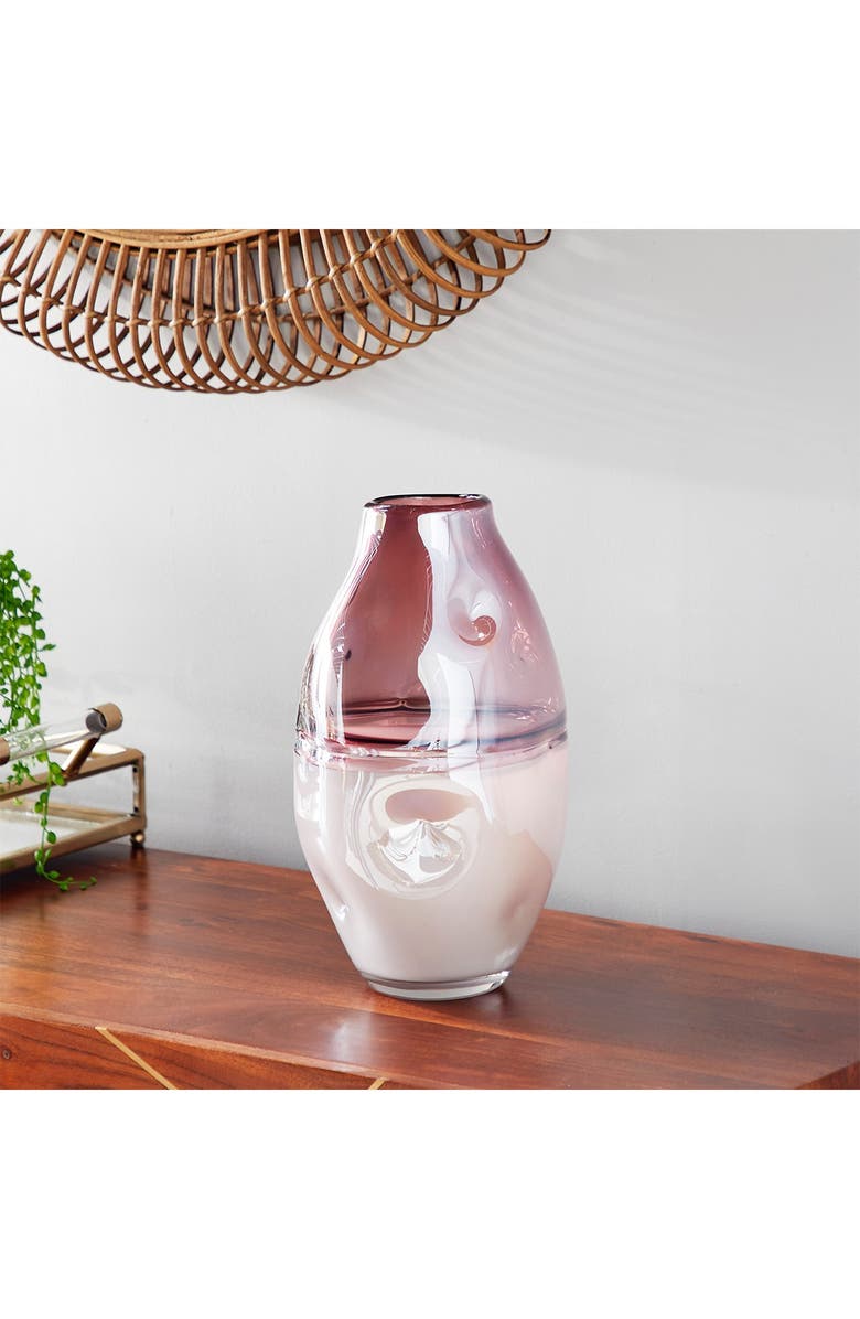 WILLOW ROW Large Round Dimpled Translucent & Red Vase | Nordstromrack