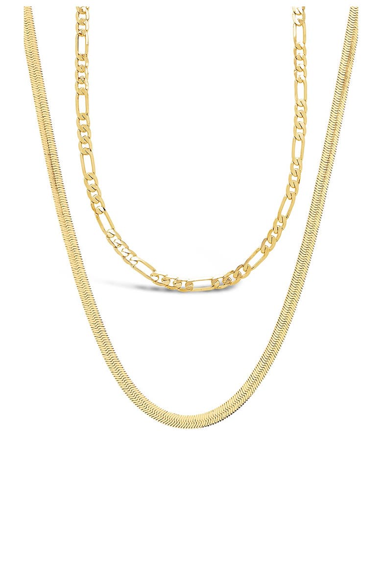 Sterling Forever 14K Gold Plated Figaro & Herringbone Chain Set ...