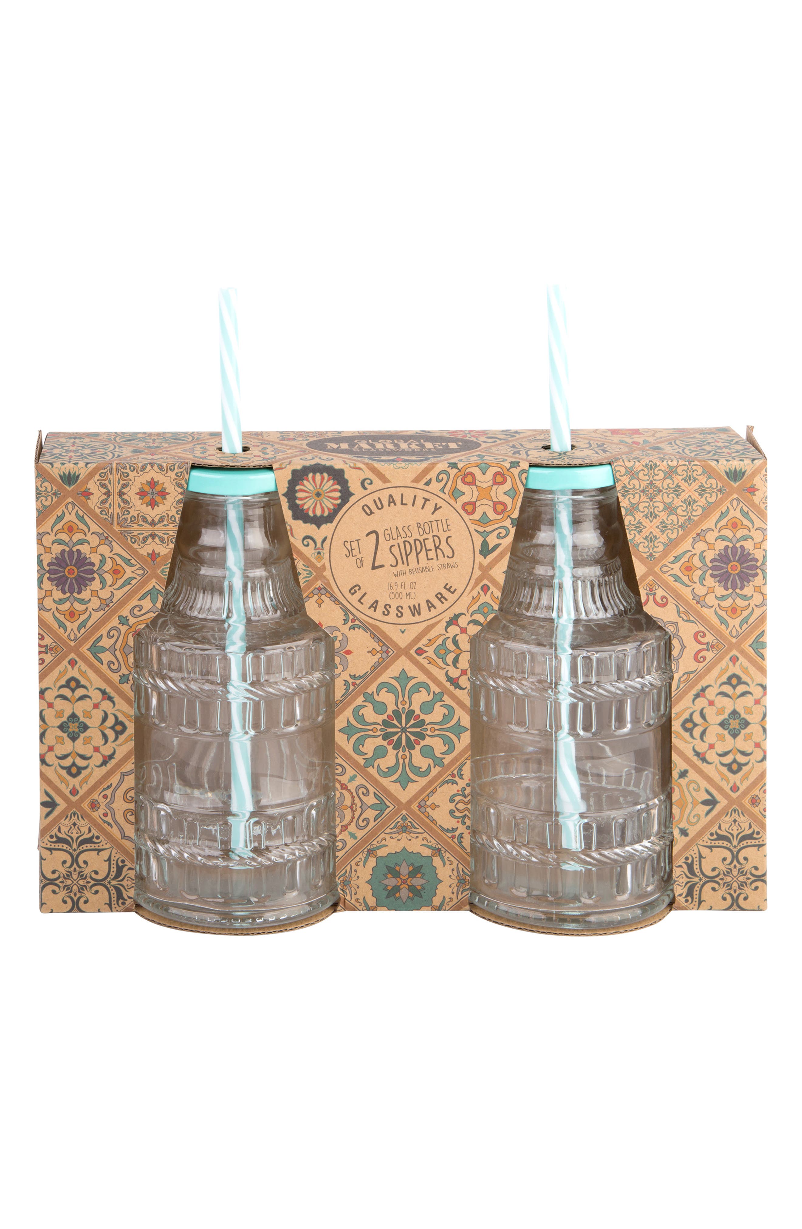 HOME ESSENTIALS AND BEYOND Global Market Glass Bottle Sippers - Set of ...