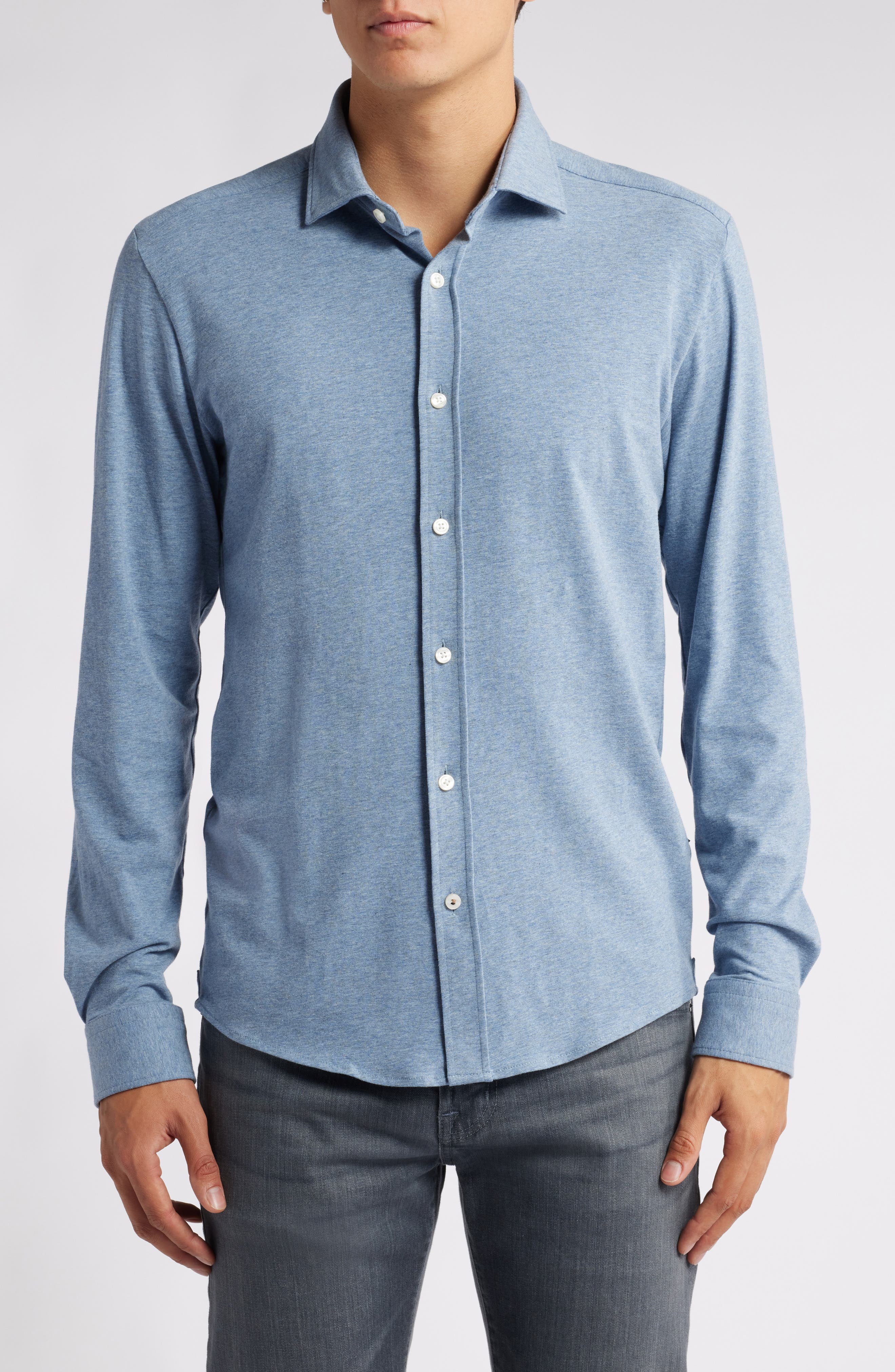 Roan Solid Stretch Cotton Button-Up Shirt (Men) | Nordstromrack