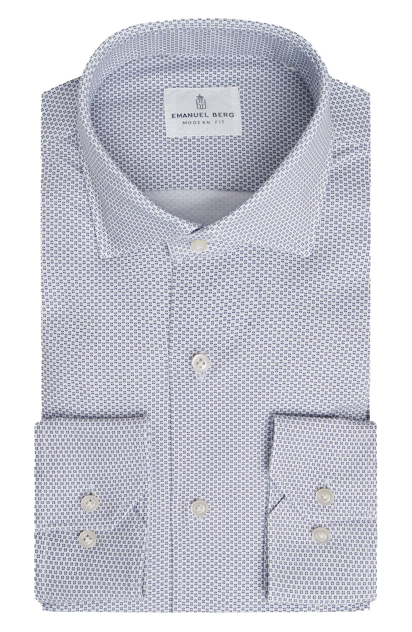Emanuel Berg 4Flex Stretch Modern Fit Microprint Knit Dress Shirt ...