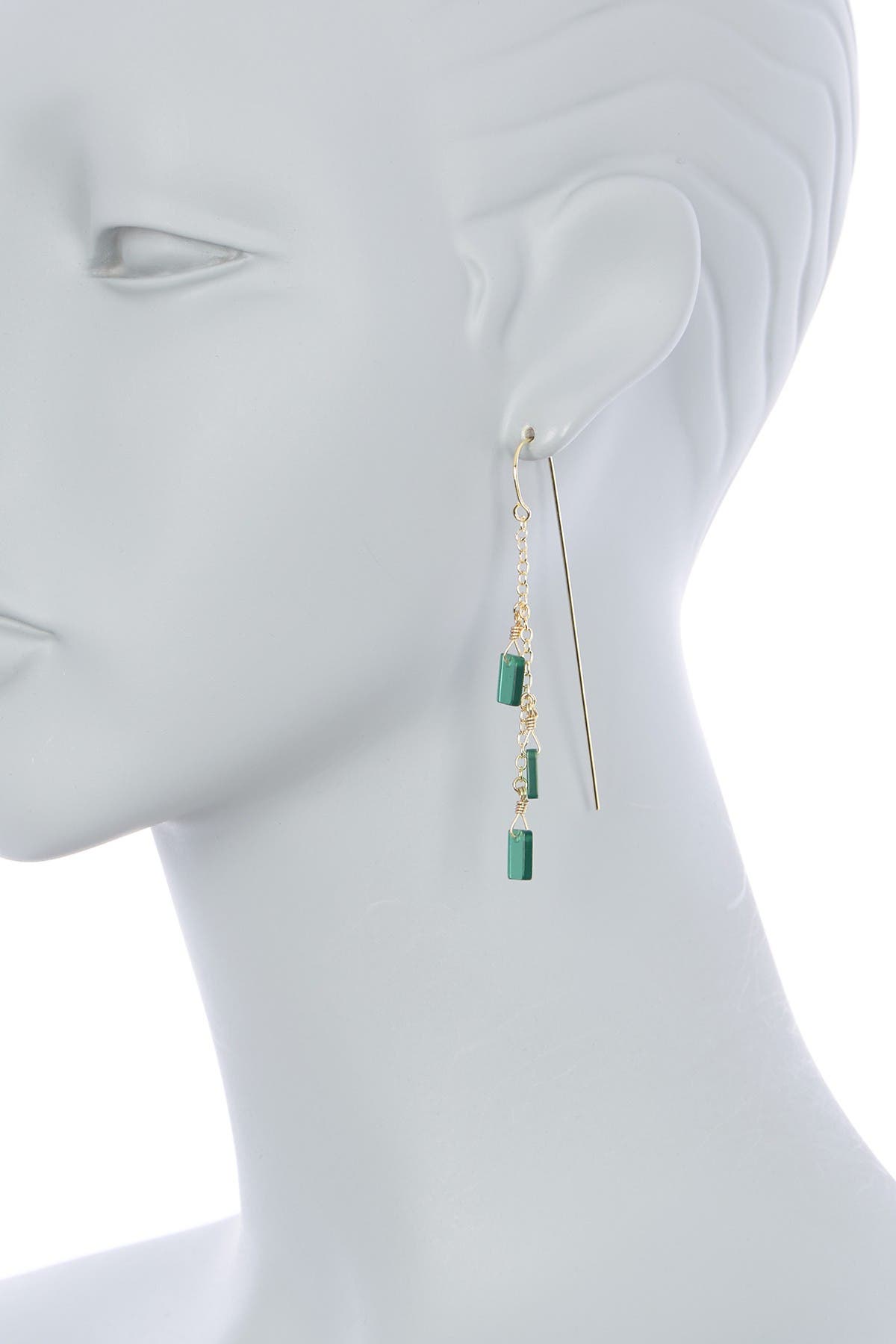 RIVKA FRIEDMAN 18K Gold Clad Green Crystal Drop Threader Earrings ...