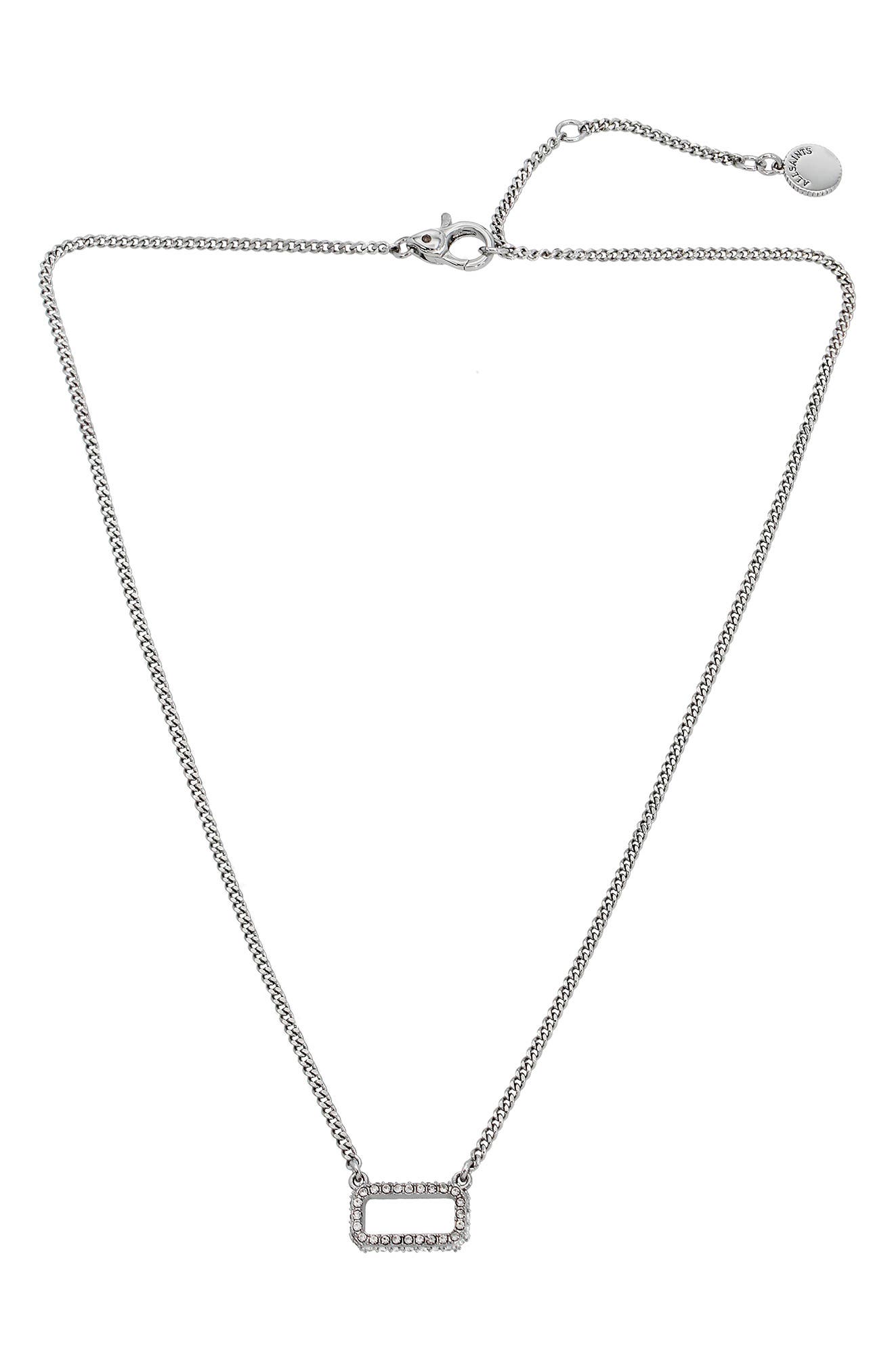 AllSaints Pavé Crystal Rectangle Pendant Necklace | Nordstromrack