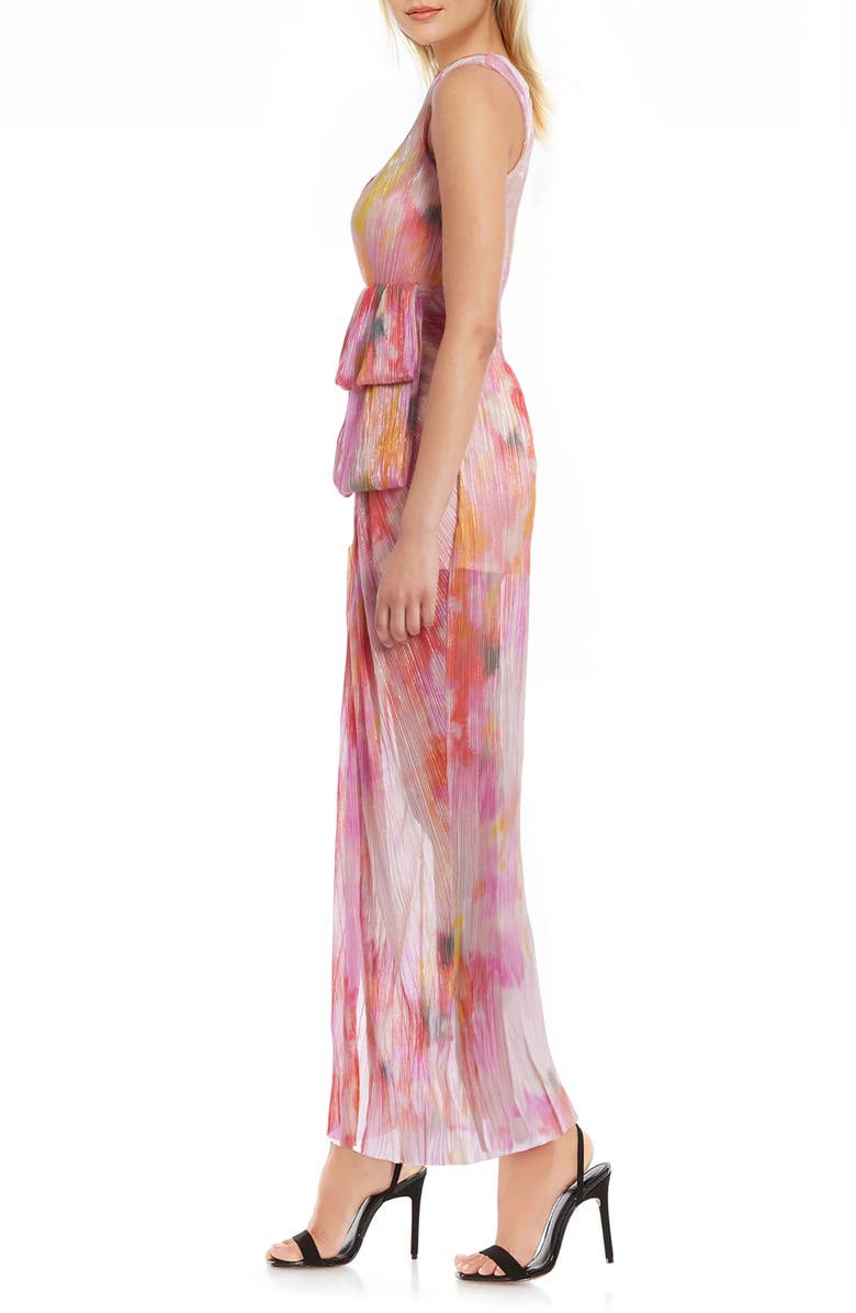 Jewel Badgley Mischka Metallic Abstract Print One-Shoulder Gown ...