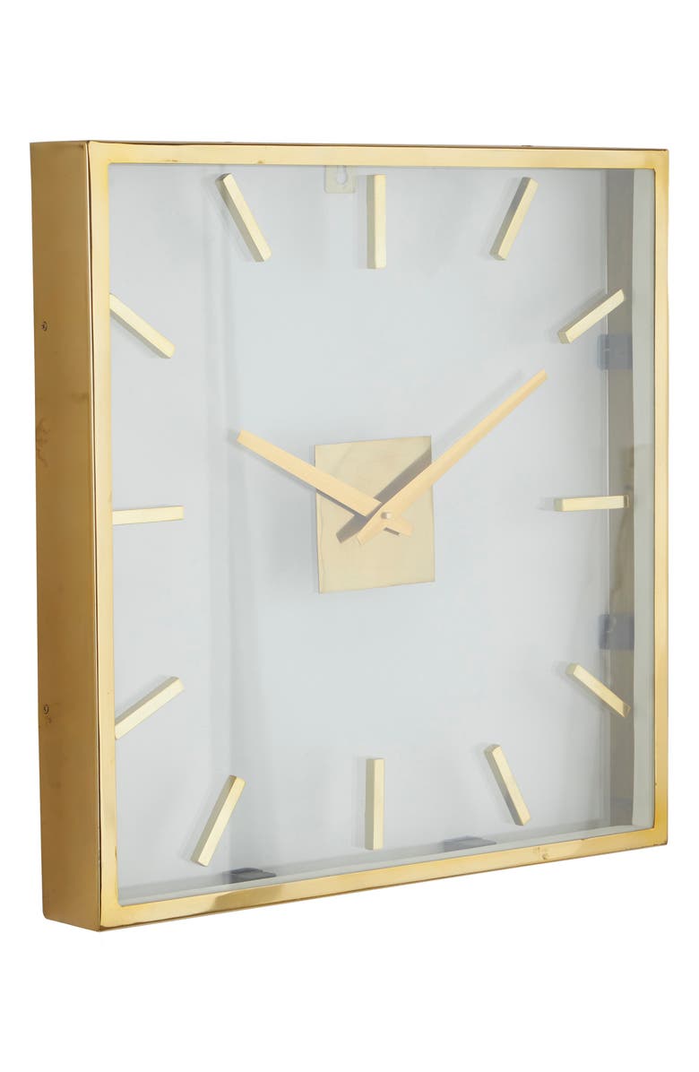 VIVIAN LUNE HOME Gold Stainless Steel Wall Clock with Clear Face ...