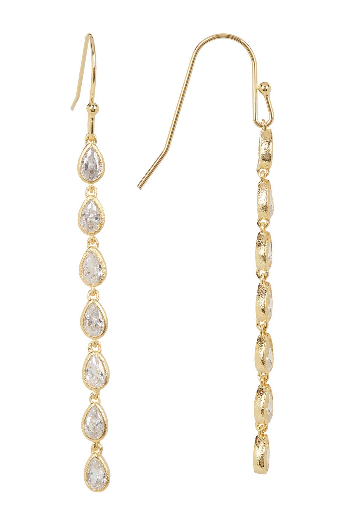 RIVKA FRIEDMAN 18K Gold Plated Cubic Zirconia Linear Drop Earrings ...