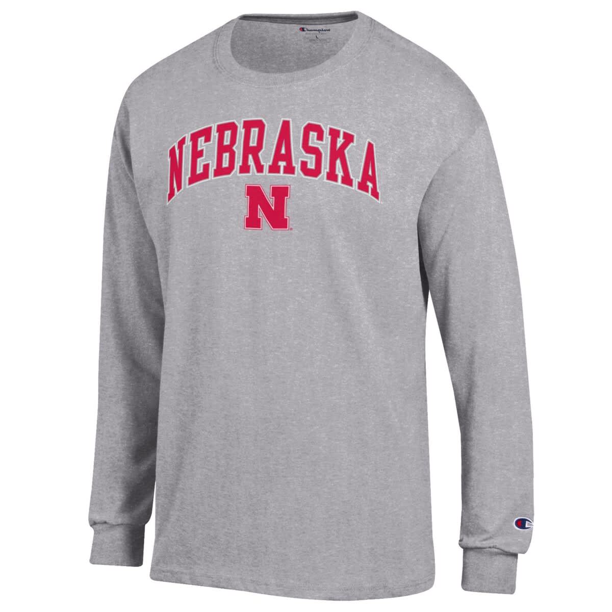 Champion Men's Champion Heather Gray Nebraska Huskers Arch Over Logo ...