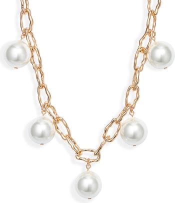 Open Edit Faux Pearl Curb Chain Necklace | Nordstromrack