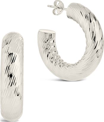 Sterling Forever Pepper Textured Tube Hoops | Nordstromrack