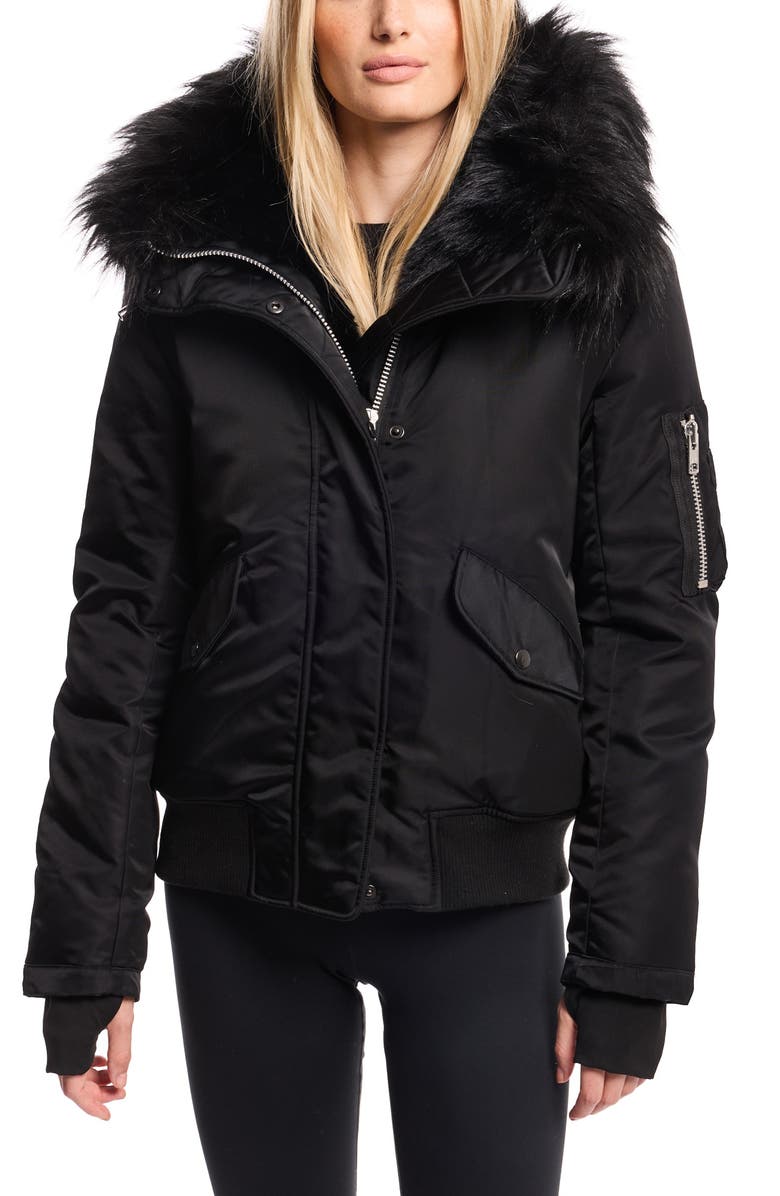 SAM. Sloane Hooded Down Bomber Jacket with Faux Fur Trim | Nordstromrack