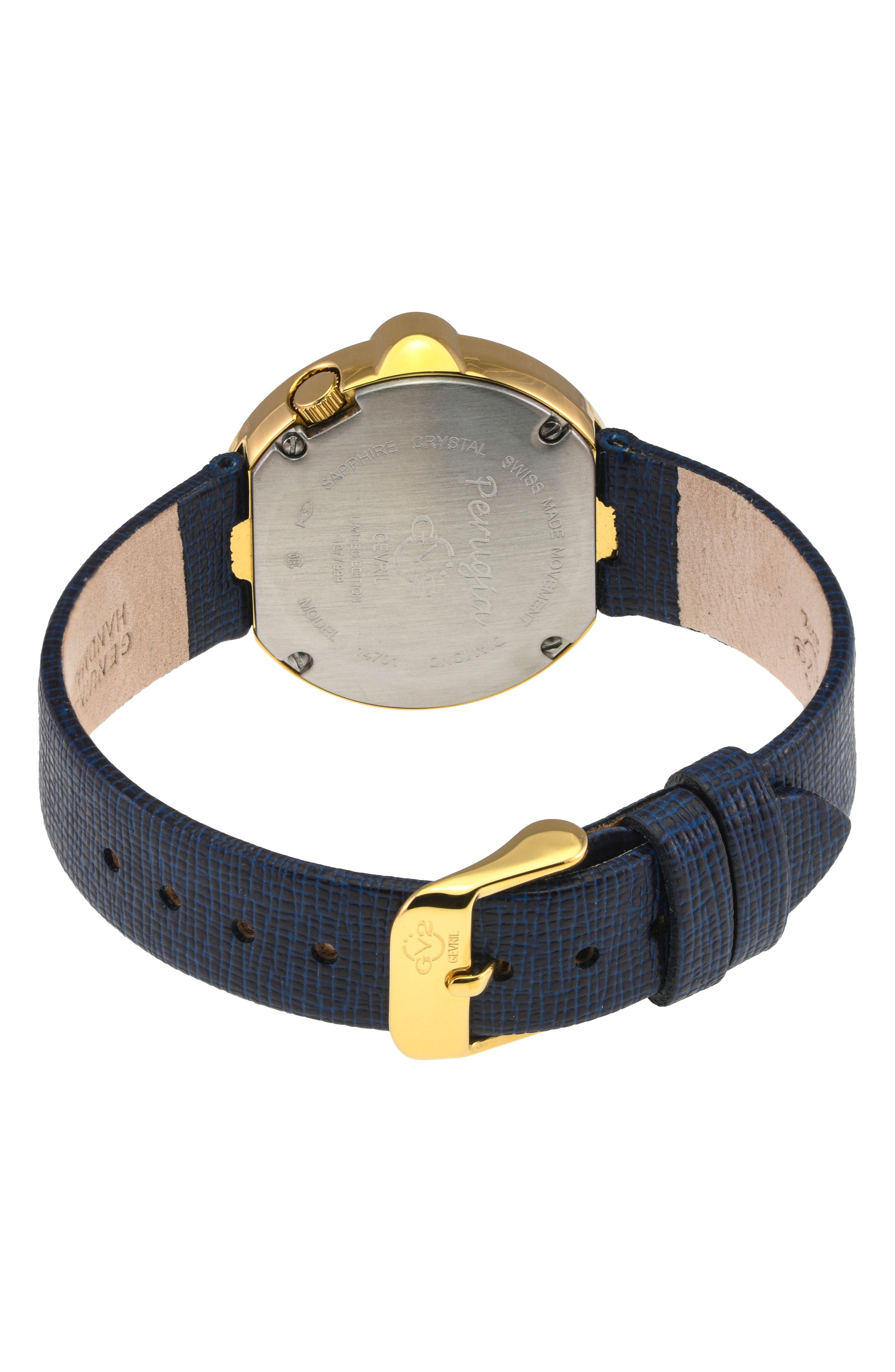 GV2 Perugia Diamond Leather Strap Watch, 33mm - 0.102ct. | Nordstromrack