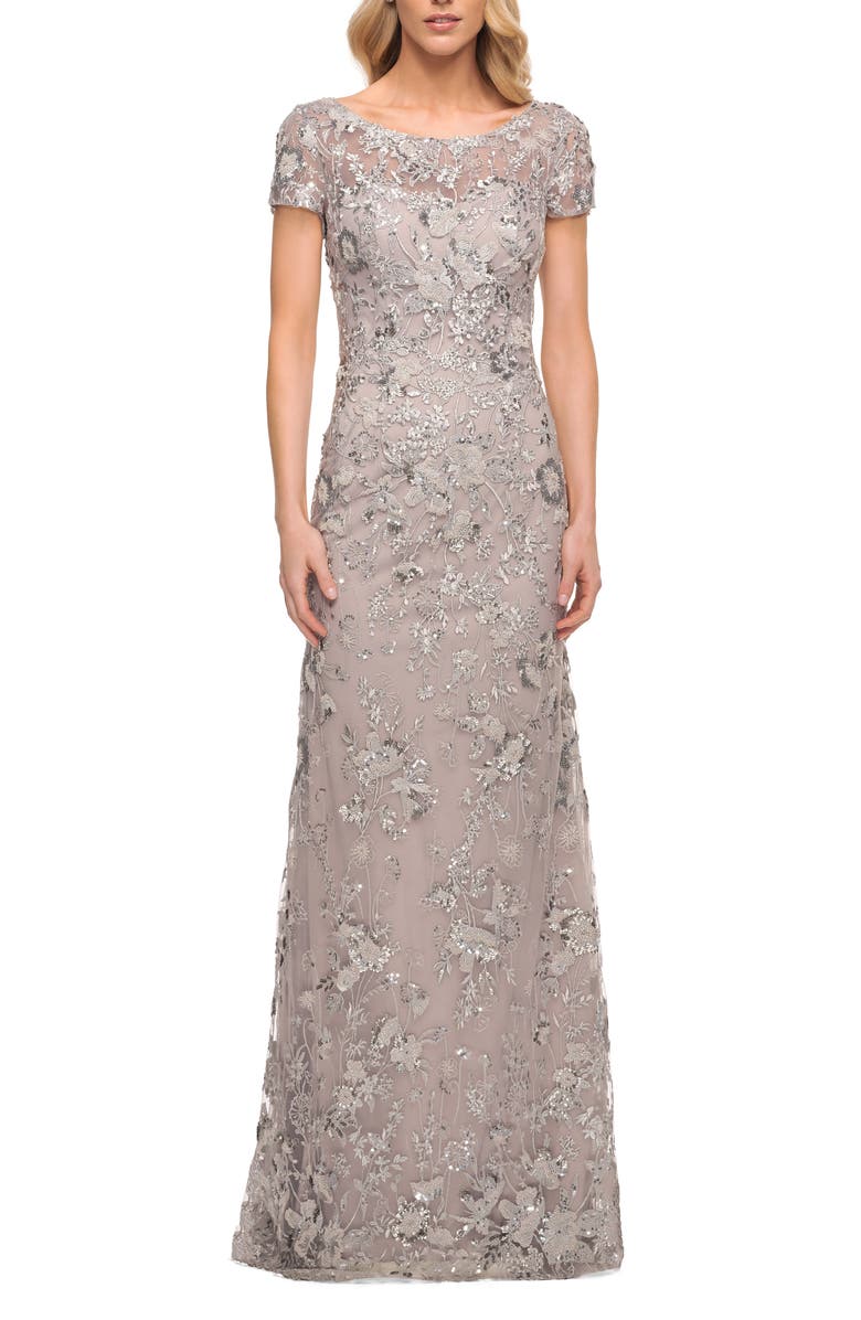La Femme Lace Column Gown | Nordstrom