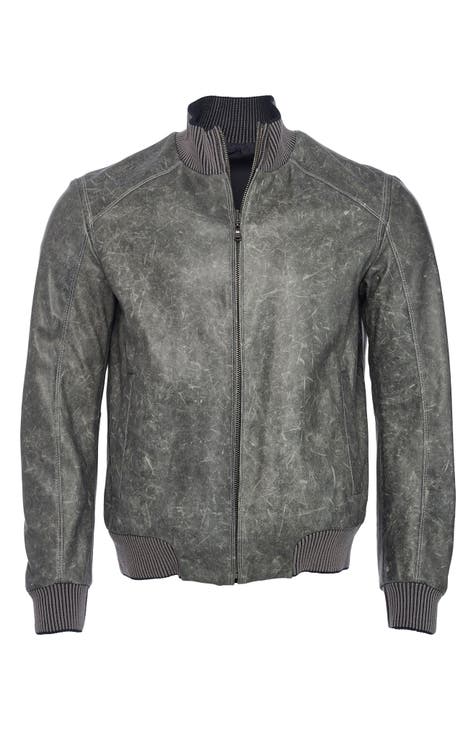 Comstock Co. Men s Paratrooper Reversible Leather Jacket Gray Leather Jackets