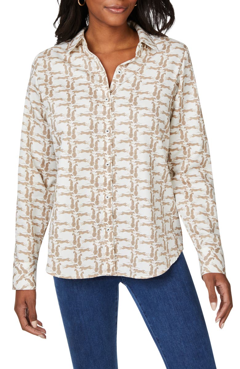 Foxcroft Davis Leopard Long Sleeve Cotton Button-Up Shirt | Nordstromrack