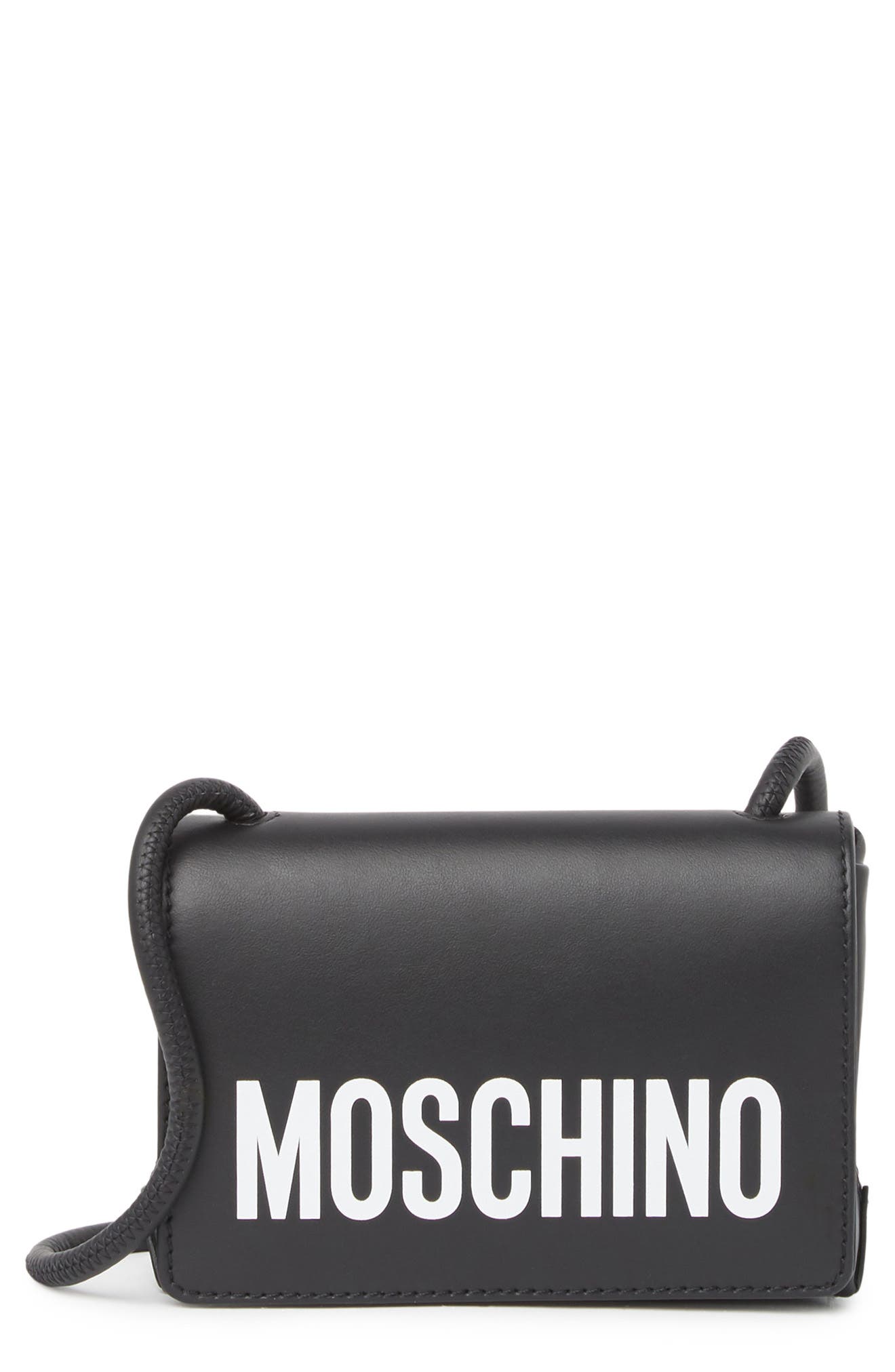 Moschino Logo Print Leather Crossbody Bag | Nordstromrack