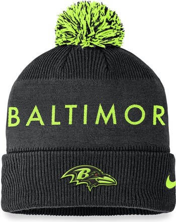Nike Men's Nike Black Baltimore Ravens Volt Cuffed Knit Hat with Pom ...