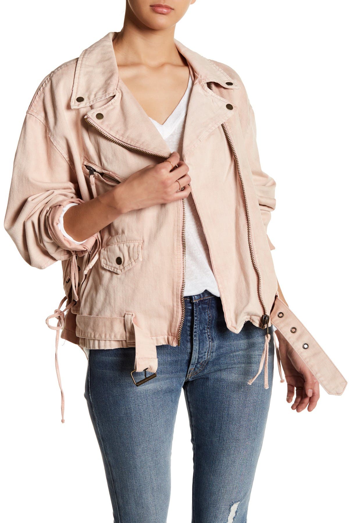 Lace-Up Denim Moto Jacket (Women) | Nordstromrack