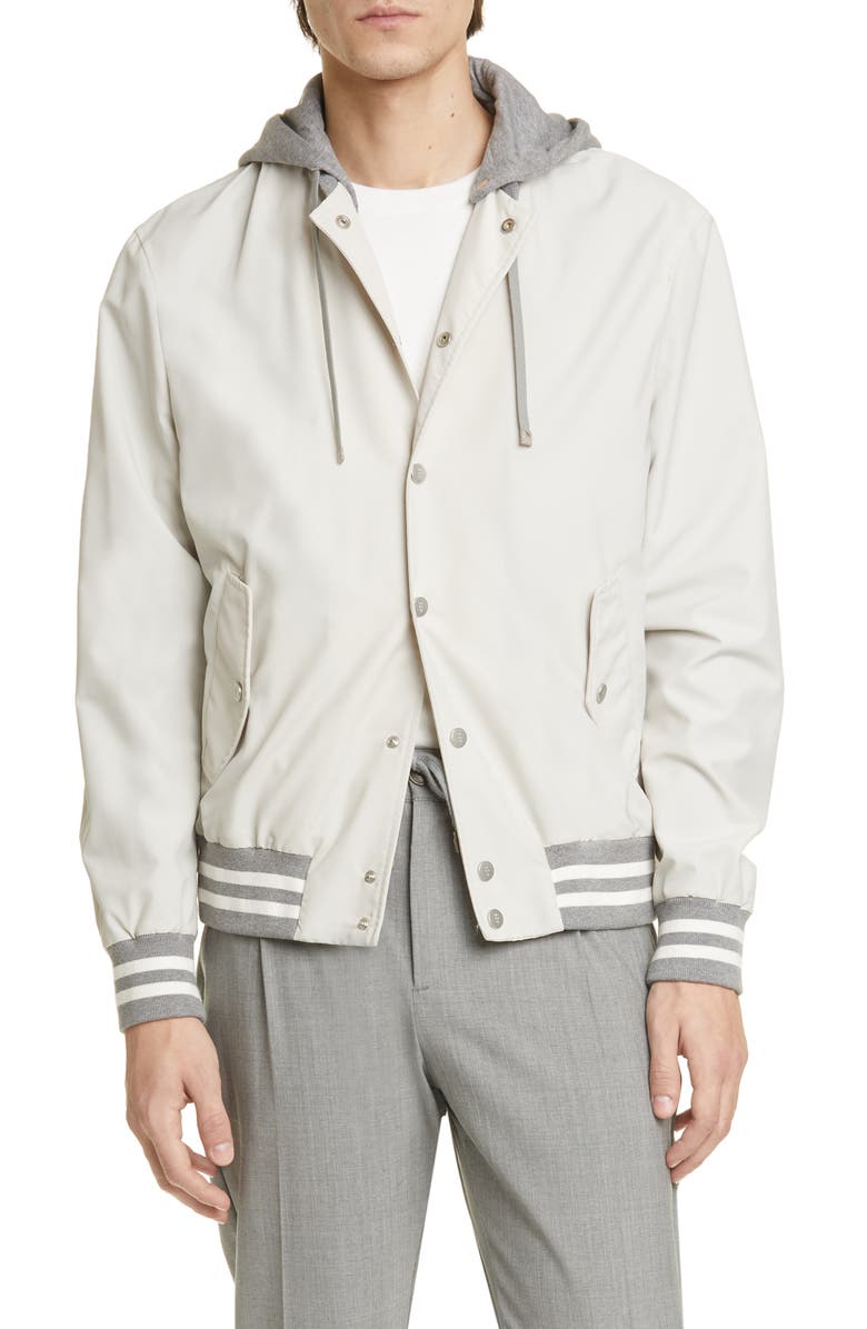 Eleventy Varsity Jacket with Removable Hood | Nordstrom