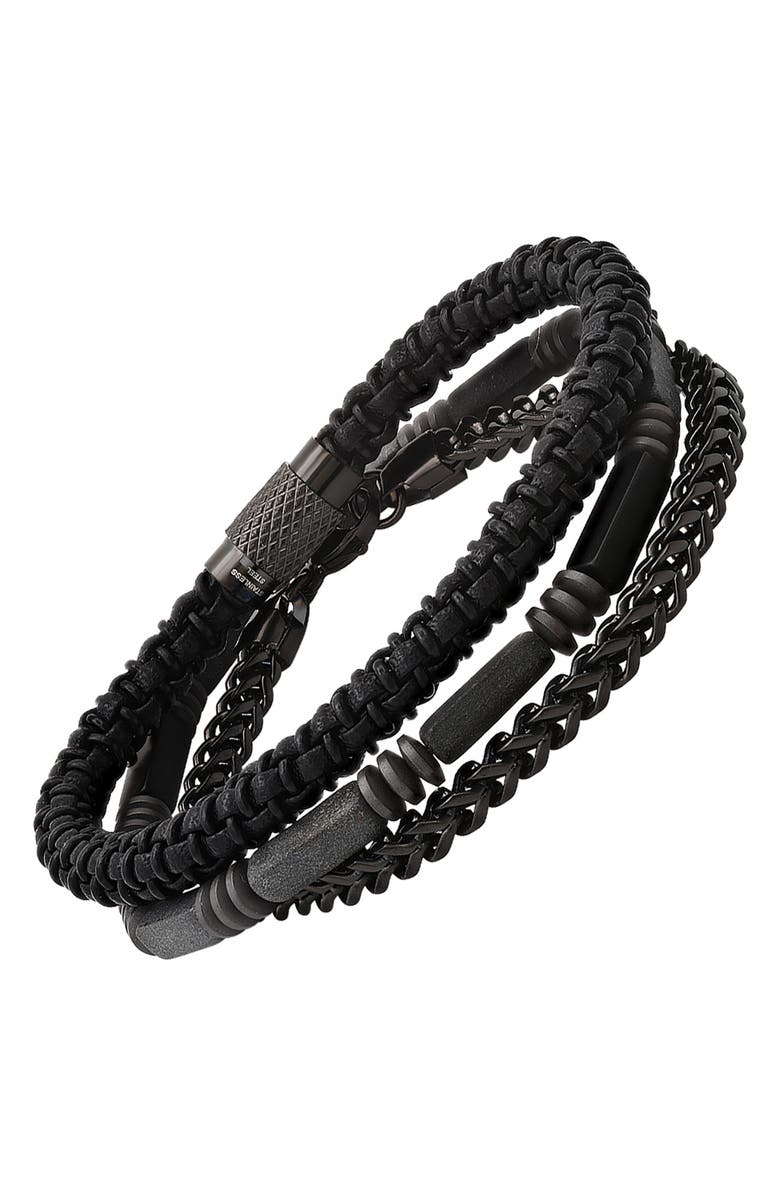 HMY JEWELRY Braided Leather Multi Strand Bracelet | Nordstromrack