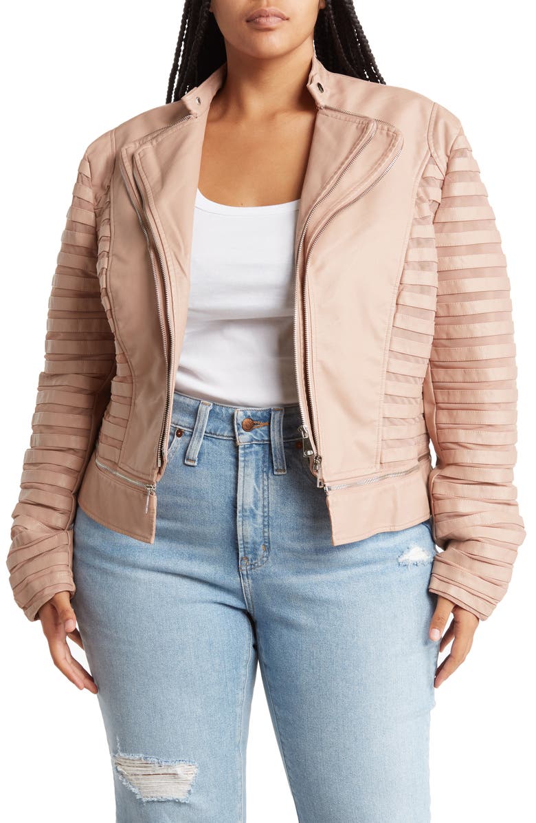 AZALEA WANG Striped Faux Leather Jacket | Nordstromrack