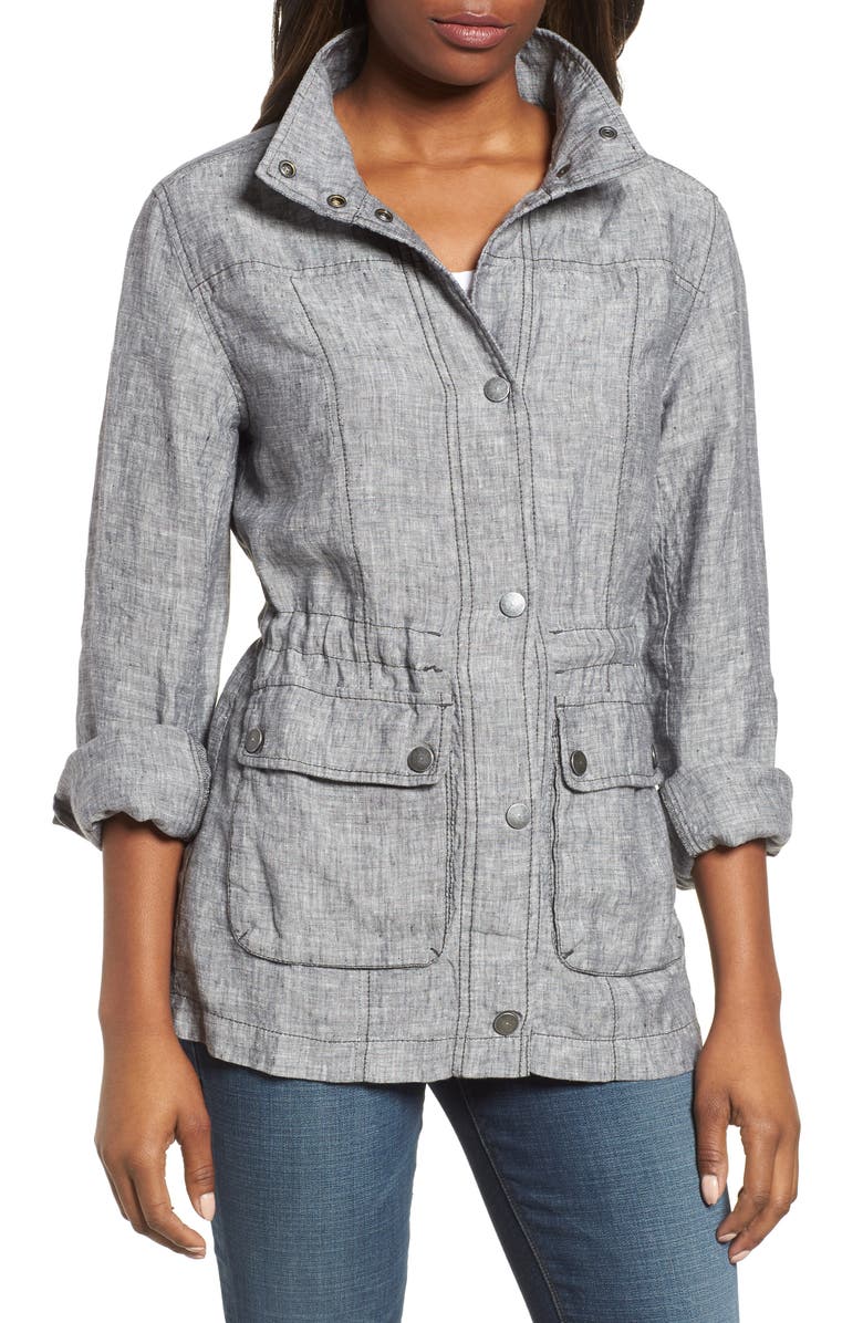 Caslon® Cinch Waist Linen Utility Jacket | Nordstrom