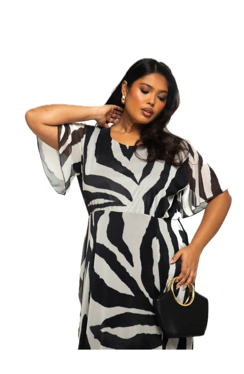 FASHION-SZN CURVE Plus Size Zebra Print Mesh Midaxi Dress | Nordstrom
