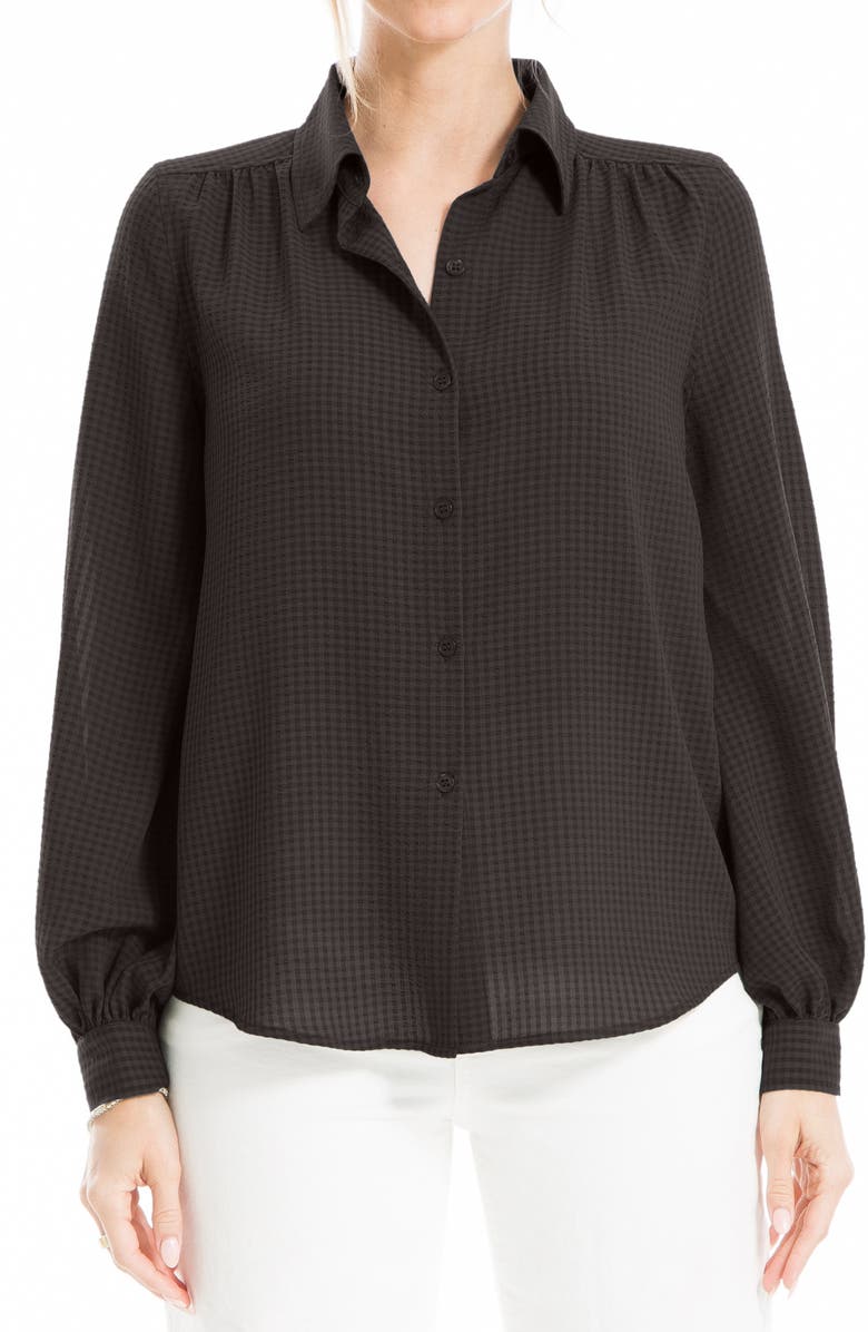 MAX STUDIO Textured Grid Long Sleeve Button-Up Shirt | Nordstromrack