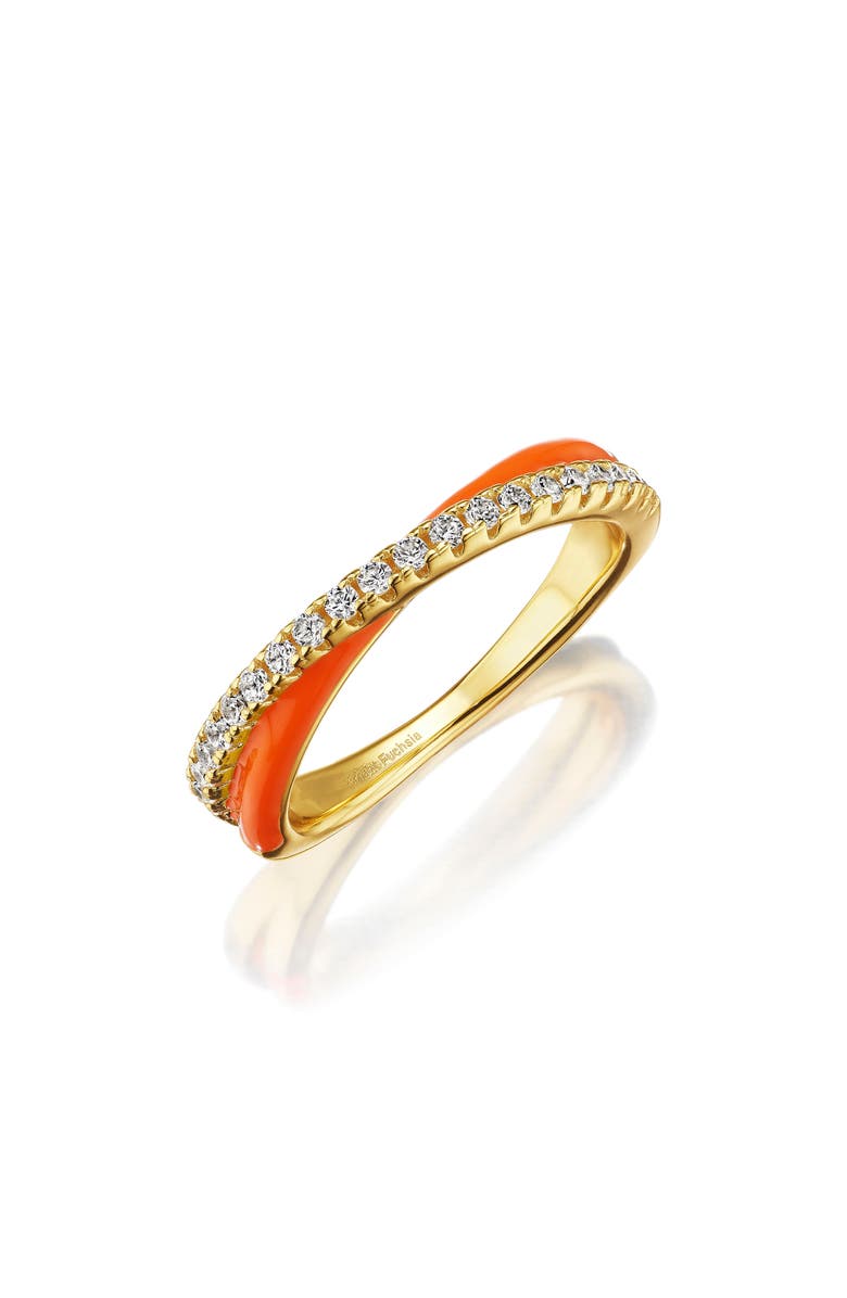 Bright Fuchsia 18K Gold Plate Sterling Silver Sapphire & Enamel Double ...