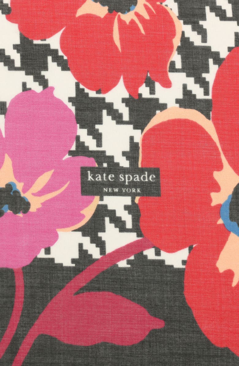 Kate Spade New York houndstooth poppies modal square scarf | Nordstrom
