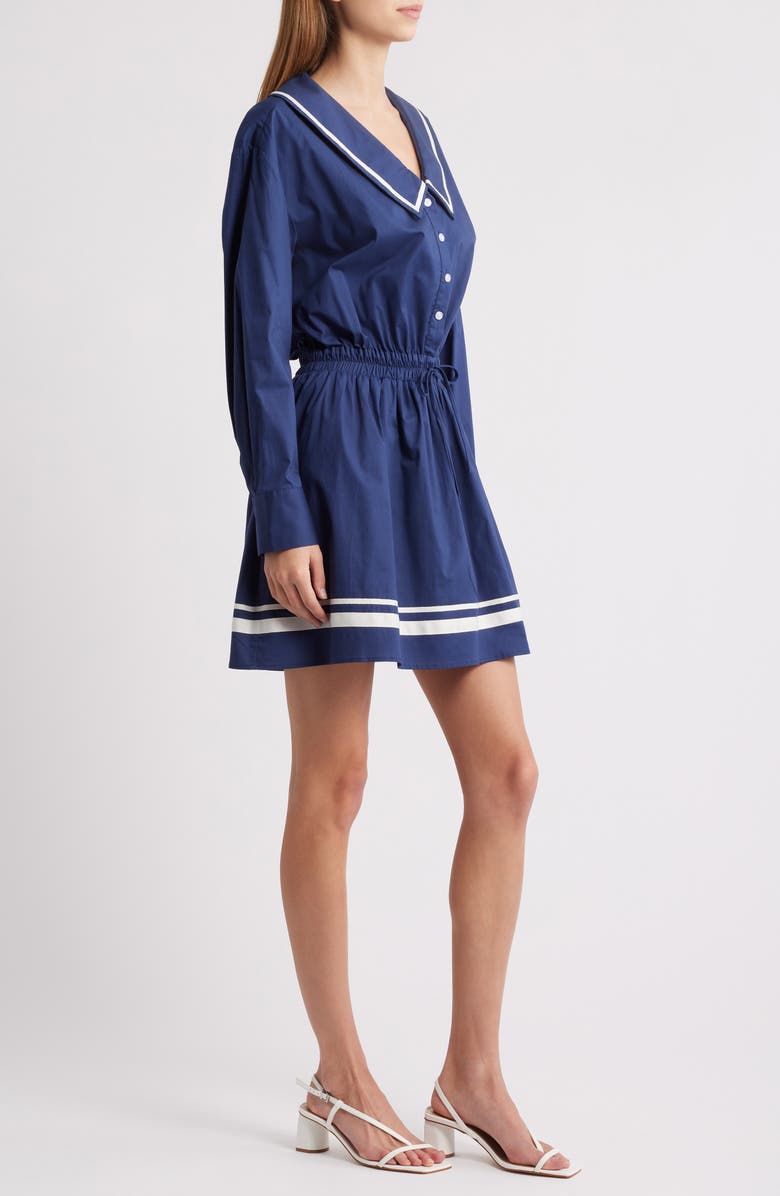 Charles Henry Border Print Long Sleeve Stretch Cotton Dress | Nordstromrack