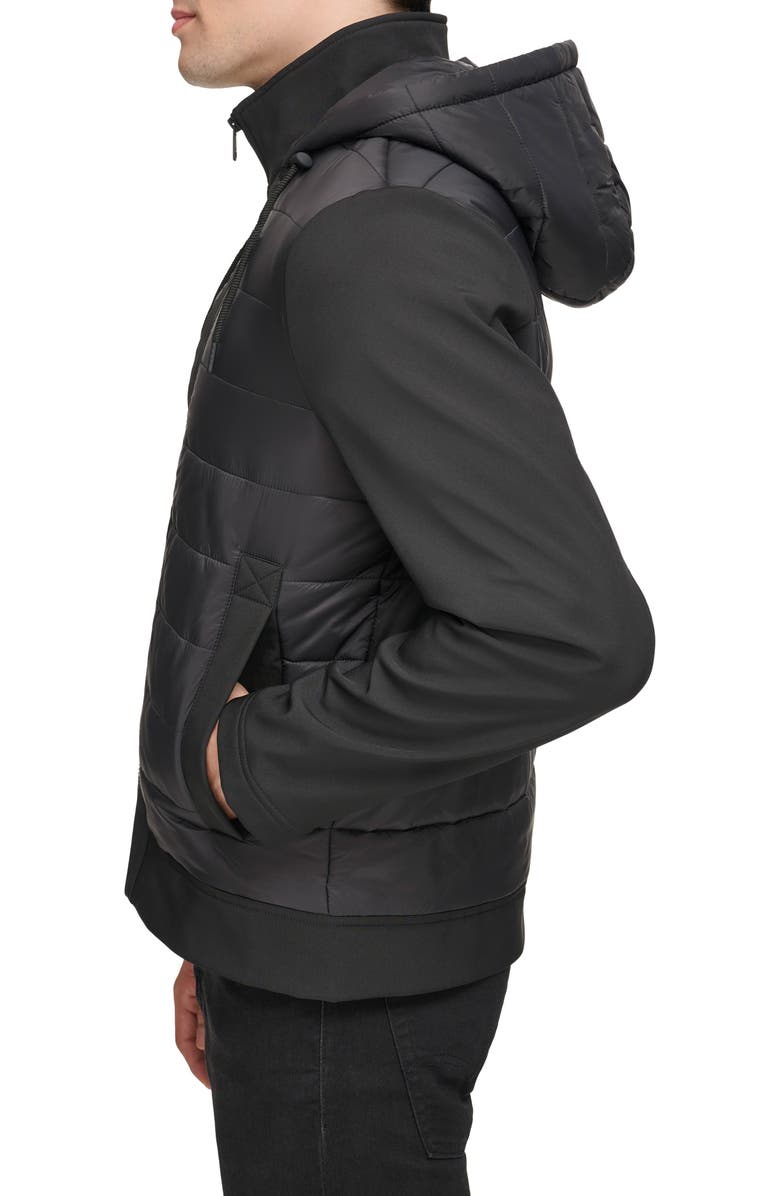 Kenneth Cole New York Water Resistant Mixed Media Hooded Jacket ...