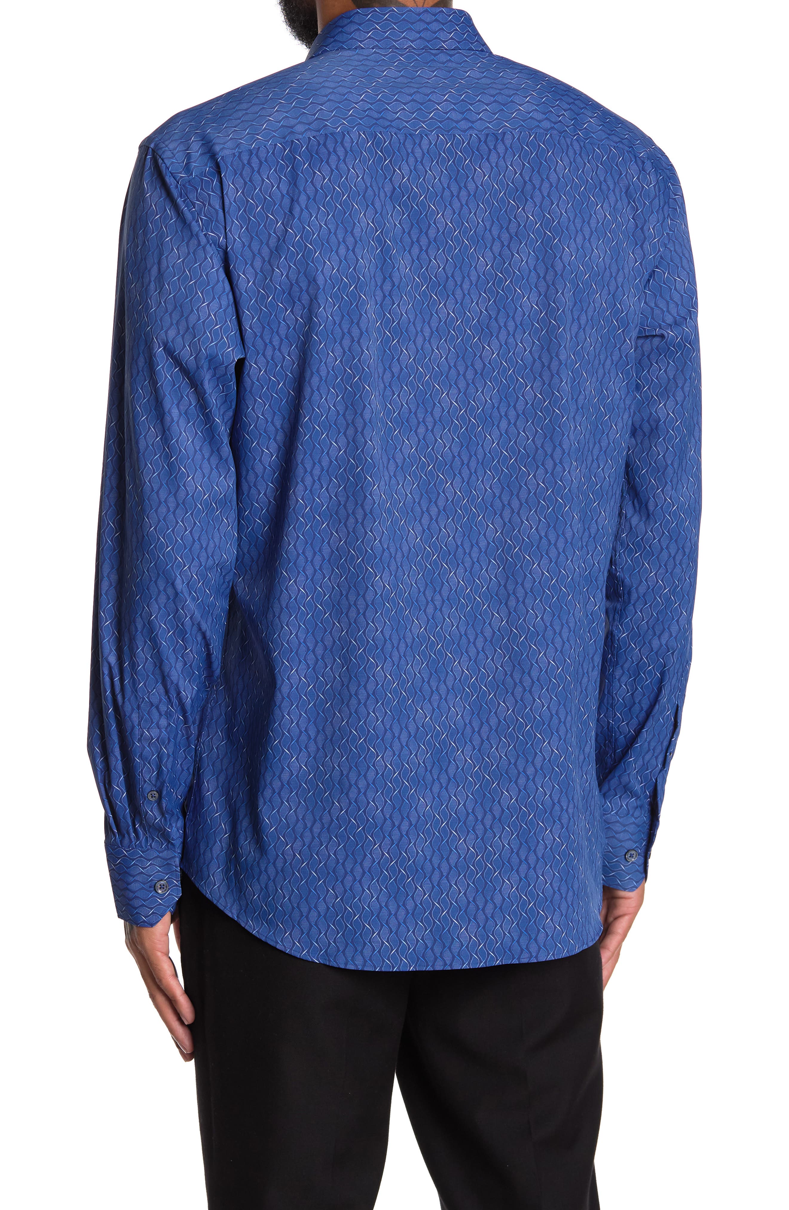 Bugatchi Perform Wave Print Shaped Fit Dress Shirt | Nordstromrack