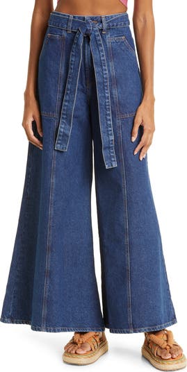 FARM Rio Tie Waist Wide Leg Jeans | Nordstrom
