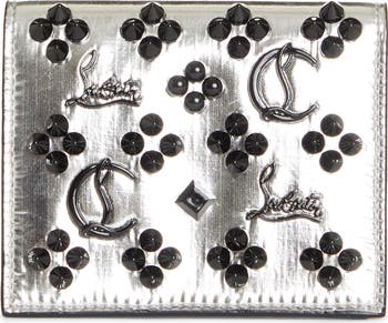 Christian Louboutin Palatin Spike Logo Metallic Leather Bifold Wallet ...