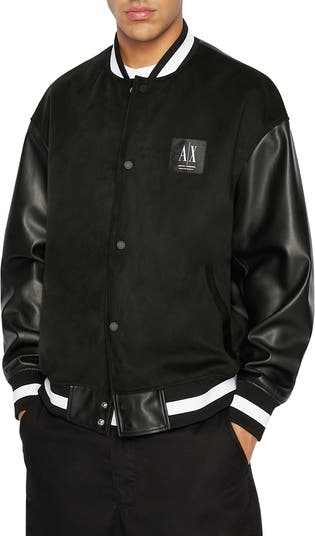 Armani Exchange Faux Leather Varsity Jacket | Nordstrom