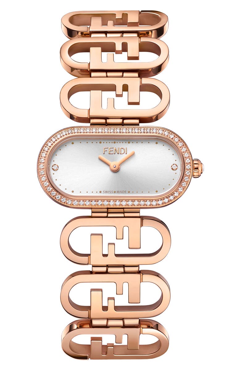 Fendi O'Lock Diamond Pavé Oval Link Bracelet Watch, 28.3 x 14.8mm - 0. ...