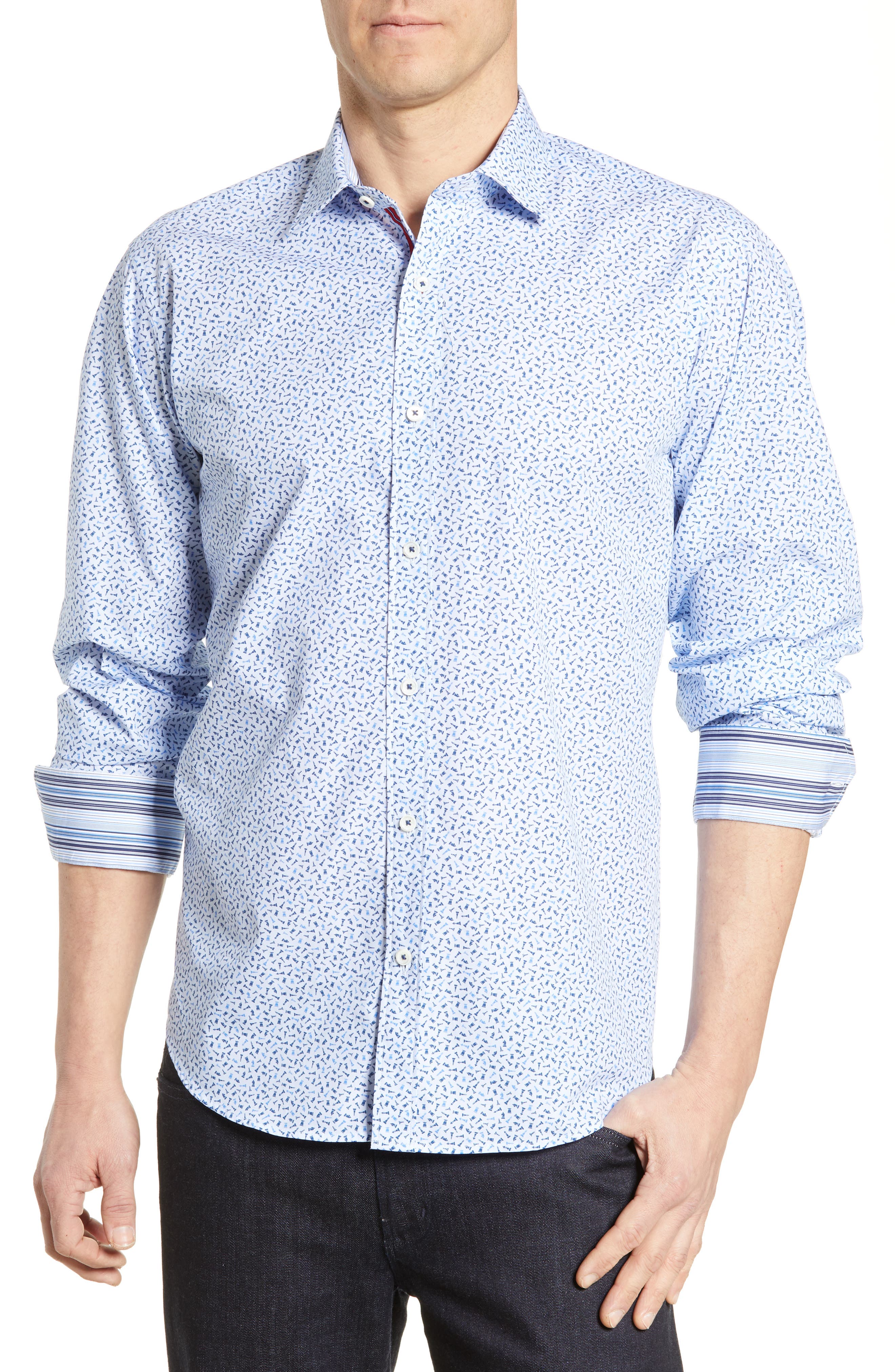 Bugatchi Classic Fit Chess Print Sport Shirt (Men) | Nordstromrack