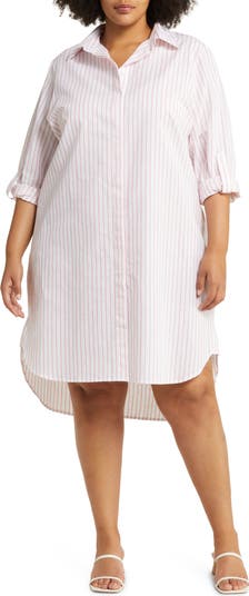 HARSHMAN Willow Stripe Long Sleeve Cotton & Linen Shirtdress | Nordstrom