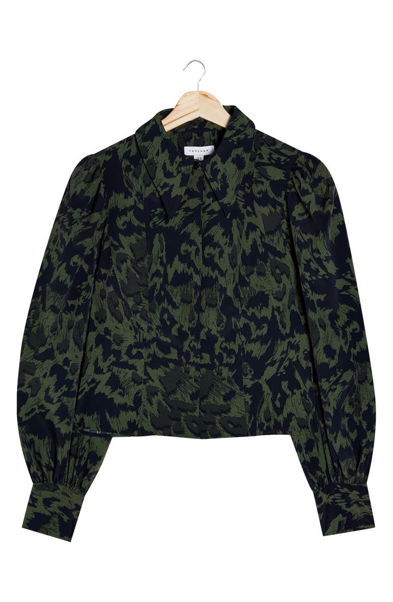 Topshop Animal Print Slim Seamed Button-Up Shirt | Nordstromrack