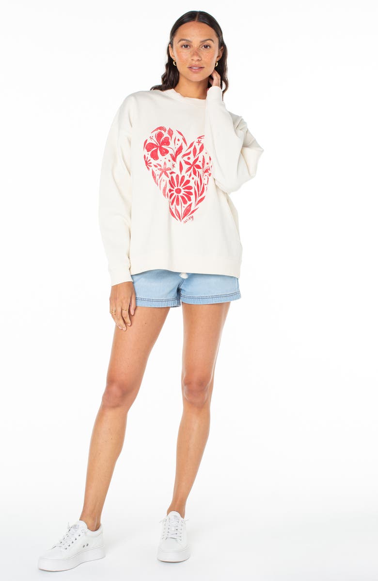 Roxy Line-Up Heart Oversize Graphic Sweatshirt | Nordstromrack