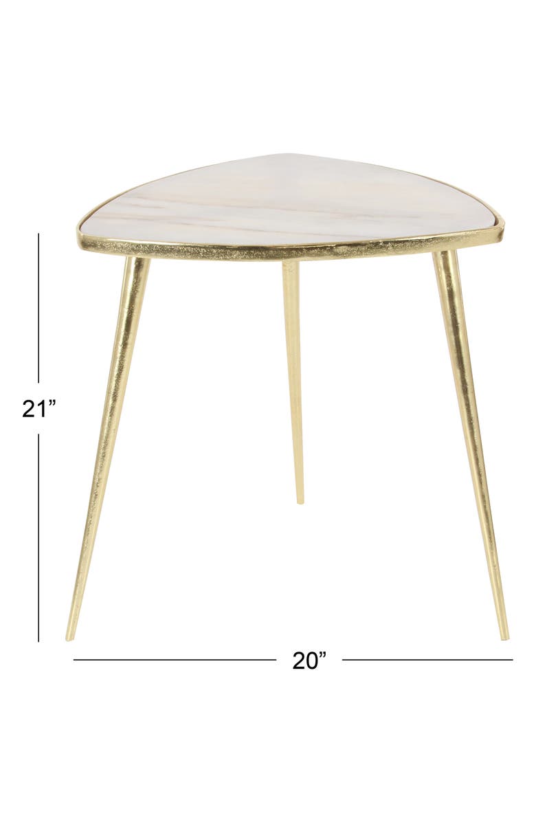 GINGER BIRCH STUDIO Goldtone Aluminum Accent Table with Marble Top ...